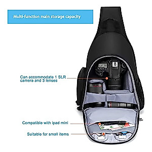 MOSISO Camera Bag Sling Backpack, Full Open Camera Case with Tripod Holder&Rain Cover&Modular Insert for DSLR/SLR/Mirrorless Camera Compatible with Canon/Nikon/Sony/Fuji, Black