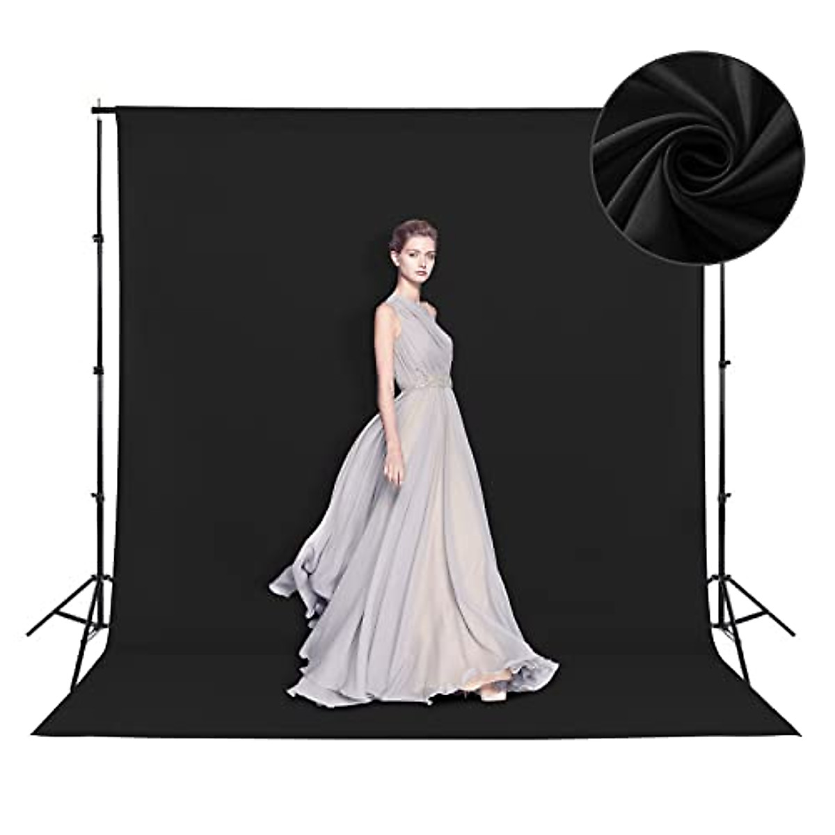 Sugargirl Black Backdrop Background for Photography, 8X10FT Photo Backdrop Black Screen Photo Booth Backdrop for Photoshoot Party Video(1 Panel)