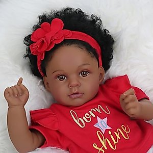 Kaydora Lifelike Reborn Black Girl, 20 Inch Realistic Newborn Baby Dolls That Look Real, Vinyl African American Reborn Baby Doll with Soft Body Best Gift for Kids Age 3+