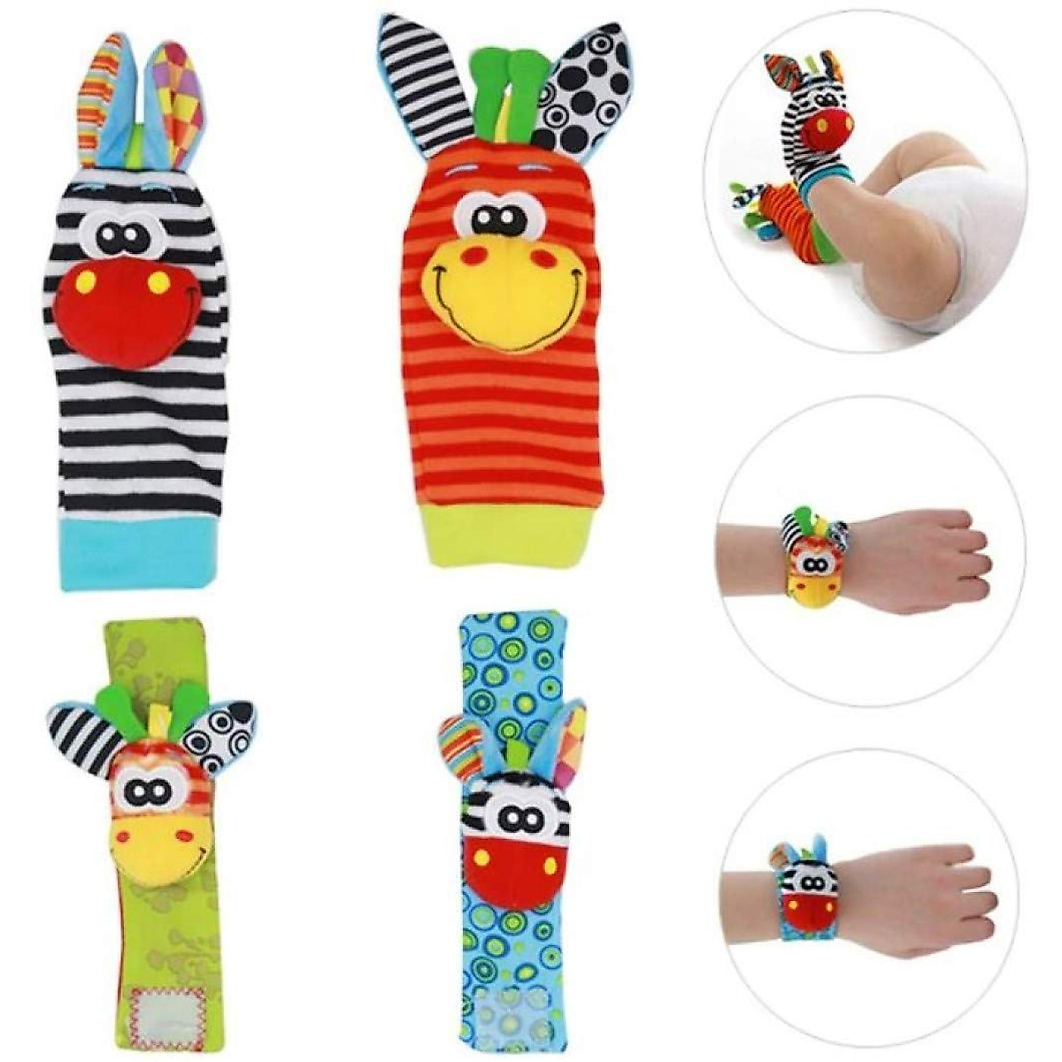 Baby Socks Wrist Rattles for Infants | Rattle Socks for Baby Girls & Boys (Zebra),Large