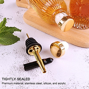 Furnizone Glass Syrup Dispenser Set - 4 Pack 7oz Bottles with Metal Pour Spouts, Stoppers, Spoons for Coffee, Tea, Vanilla, Caramel, Honey