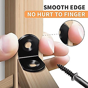 40PCS L Bracket Corner Brace Sets, Stainless Steel Corner Bracket, 90 Degree Right Angle Bracket, Metal L Brackets for Shelves Wood Furniture Cabinet Chair Drawer with 80PCS Screws, Black (20mmx20mm)