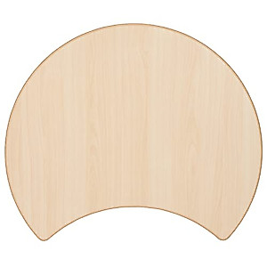 EMMA + OLIVER 25.125" W x 35.5" L Crescent Natural Plastic Adjustable Kids Table Set - 4 Chairs