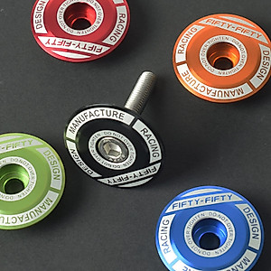 FIFTY-FIFTY Bike Headset Top Cap with Bolts, 1-1/8 Stem Top Cap with Bolt for MTB, Road Bike (Orange)