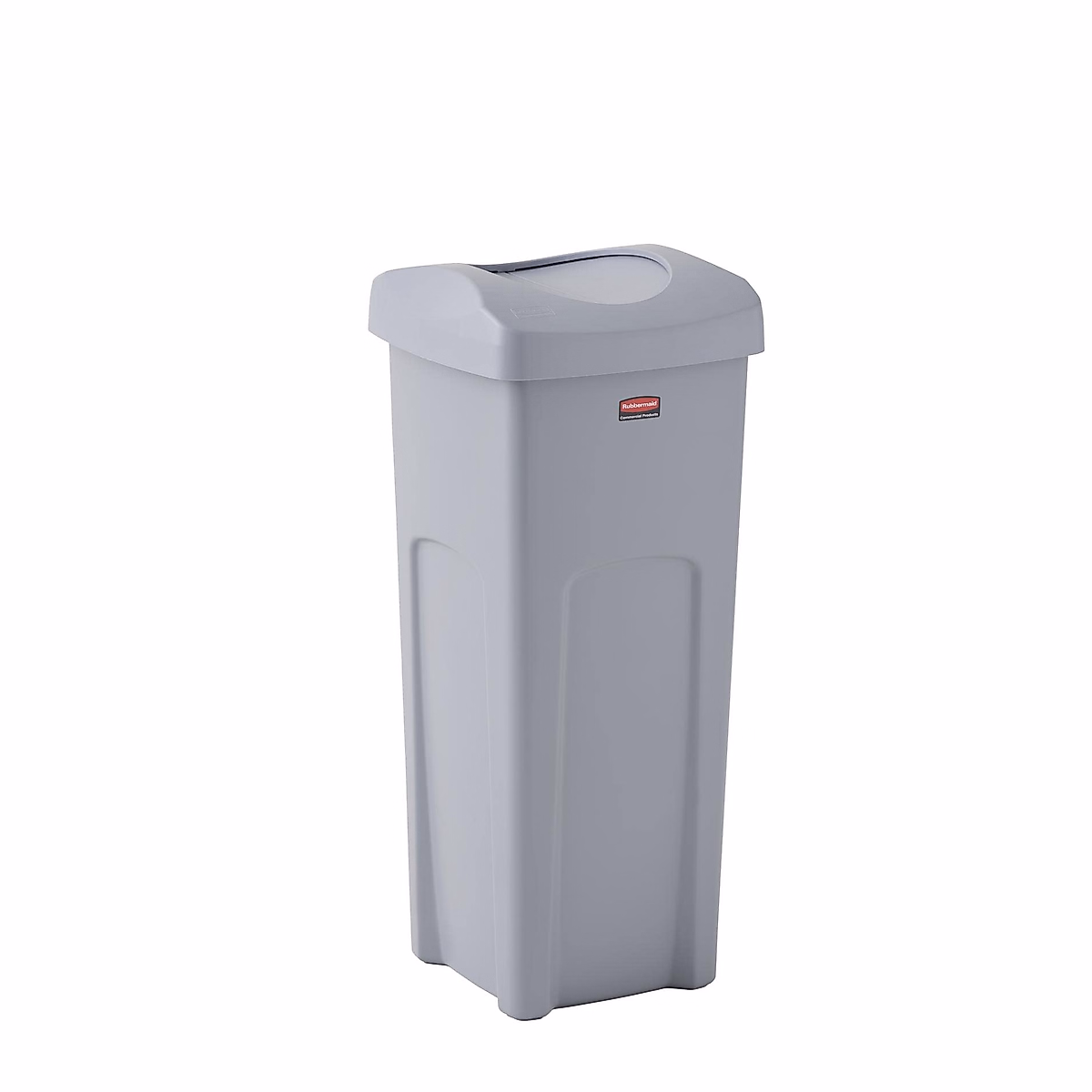 Rubbermaid Commercial Products Untouchable Square Trash/Garbage Container with Lid, 23-Gallon, Gray, Wastebasket for Outdoor/Restaurant/School/Kitchen