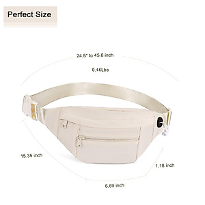 Telena Crossbody Fanny Pack for Women Men Fashion Waist Pack Belt Bag with 4-Zipper Pockets for Hiking Running Travel, Beige
