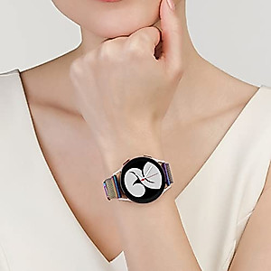 Wanme for Samsung Galaxy Watch 4 Band 40mm 44mm, Galaxy Watch 4 Classic Bands 42mm 46mm Women Men, 20mm Stainless Steel Metal Replacement Bracelet Strap for Samsung Watch 4 Bands (Colorful)