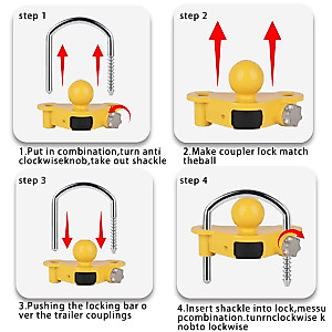 Trailer Locks Ball Hitch Upgraded Trailer Hitch Locks with Combination Lock Heavy Duty Hitch Lock for Towing Rv Trailer