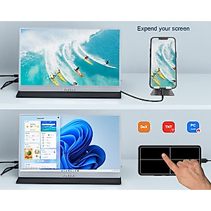 PONKLOIE 15.6" FHD 1080P Portable Gaming/Office Monitor, 178 Viewing Angle, 1.8 lbs, USB-C/HDMI, Freesync, Wall Mountable, Black