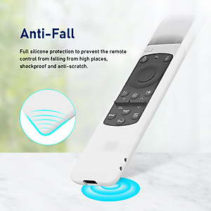 Silicone Protective Case for Samsung Smart Solar Cell Remote Control BN59-01432A BN59-01432J BN59-01432B BN59-01432 2023 TM2360E, Anti Slip Shockproof Silicone Cover with Lanyard (White)