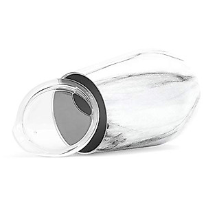 Simple Modern Wine Tumbler with Lid | Cute Stemless Glass Cup with Press-In Lid | Insulated Stainless Steel Coffee Mug | Gifts for Women Men Him Her | Spirit Collection | 12oz | Carrara Marble