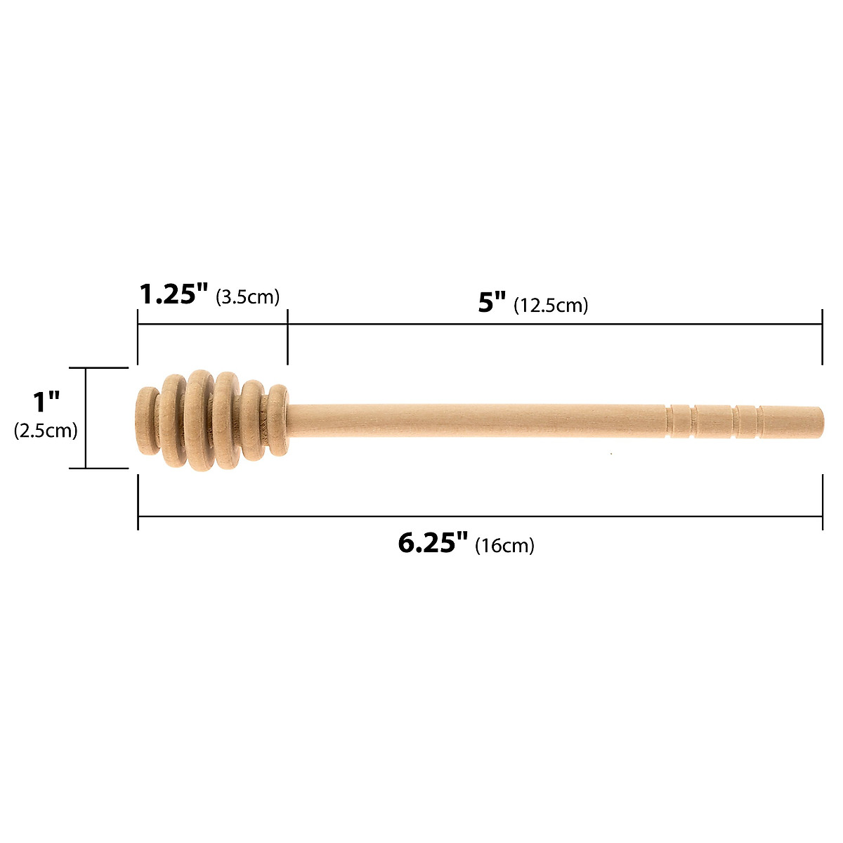 Honey Dipperz 6" Inches Long (16cm) Wooden Honey Dipper Drizzler Stirring Stick, Spoon Rod Muddler Dispense