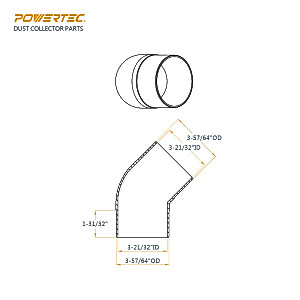 POWERTEC 70183 4” 45 Degree Elbow - ABS Plastic Dust Collector Connector (Black)