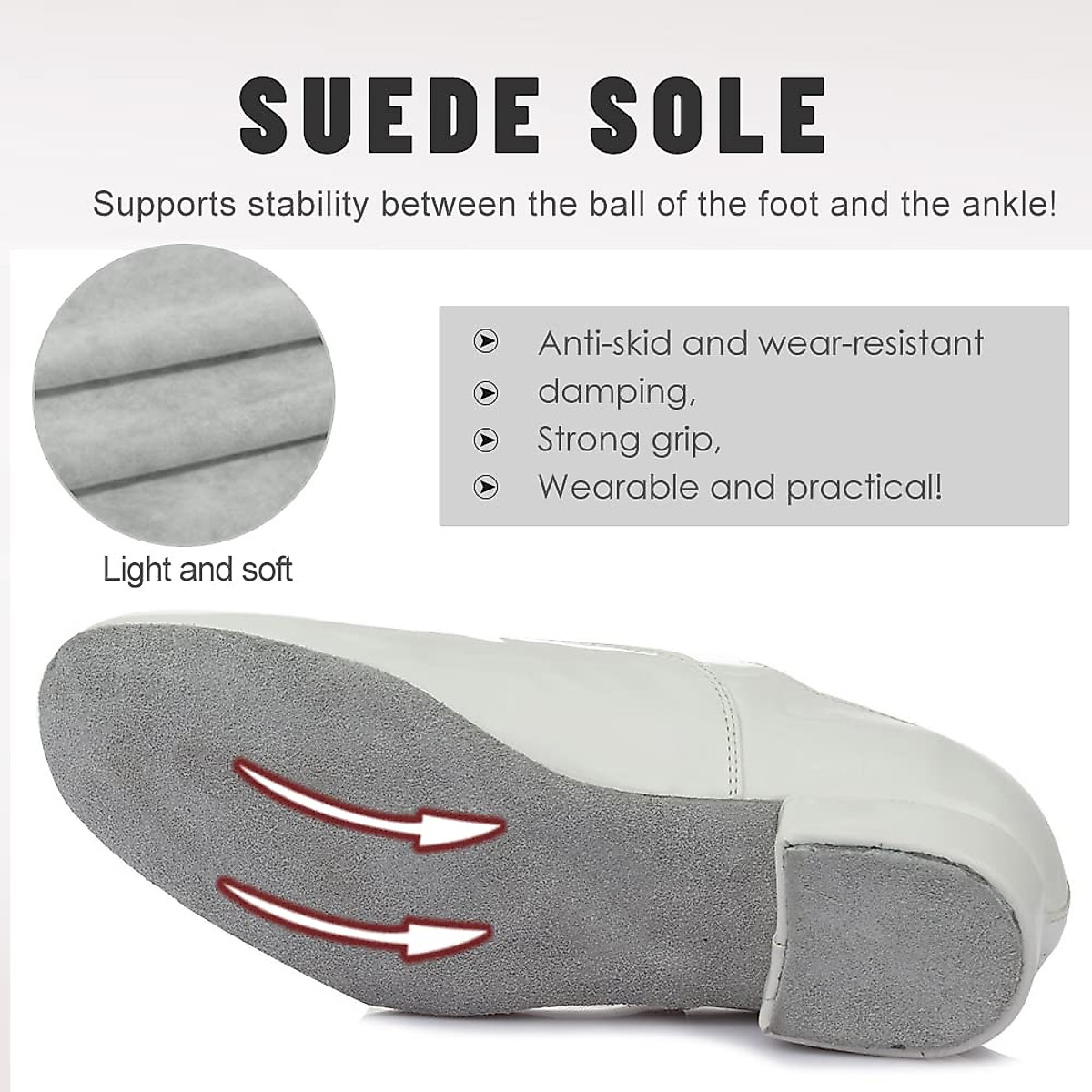 SWDZM Men Latin Dance Shoes Leather Lace-up Salsa Tango Ballroom Modern Professional Performance Practice Dance Shoes,703 White-Suede Sole,10 US