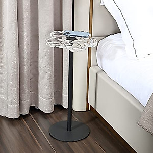 Acrylic Panel with Iron Tripod Creative Flower Shaped Small Edge Table Acrylic Transparent Sofa Corner Table Nordic Modern Coffee Table Portable Detachable Dessert Table Mobile Coffee Table (Small)