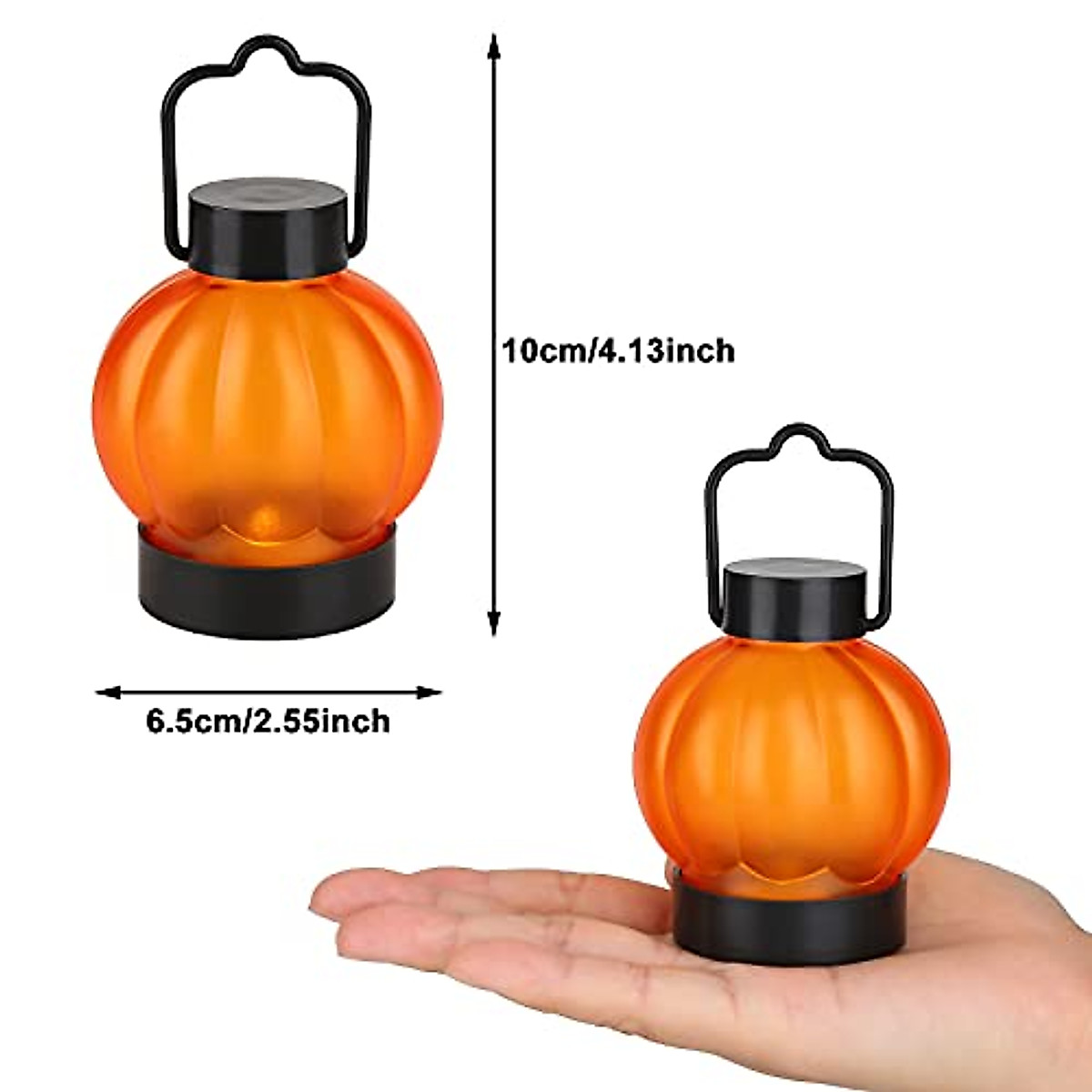 IMAGE Flickering Pumpkin Lantern Tea Lights 12 Pack Flickering LED Pumpkin Lights with Battery Operated Flameless Pumpkin Tealight Candles for Halloween, Christmas, Thanksgiving and Theme Parties
