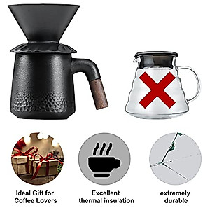PARACITY Pour Over Coffee Maker Set with Permanent 60° Angled V-Shaped Coffee Dripper Ceramic and 40pcs Coffee Filter, Coffee Dripper Brewer & Coffee Mug, Manual Coffee Maker for Single Cup
