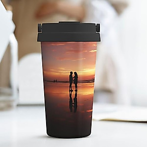 WANGXUEE Romantic Love Print 500ml Stainless Steel Travel Tumbler Double Wall Vacuum Insulated Coffee Mug