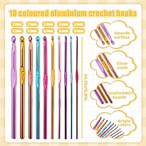 IMZAY 54 Pcs Crochet Needles Set, Crochet Hooks Kit with Storage Case, Ergonomic Knitting Needles Blunt Needles Stitch Marker DIY Hand Knitting Craft Art Tools for Beginners