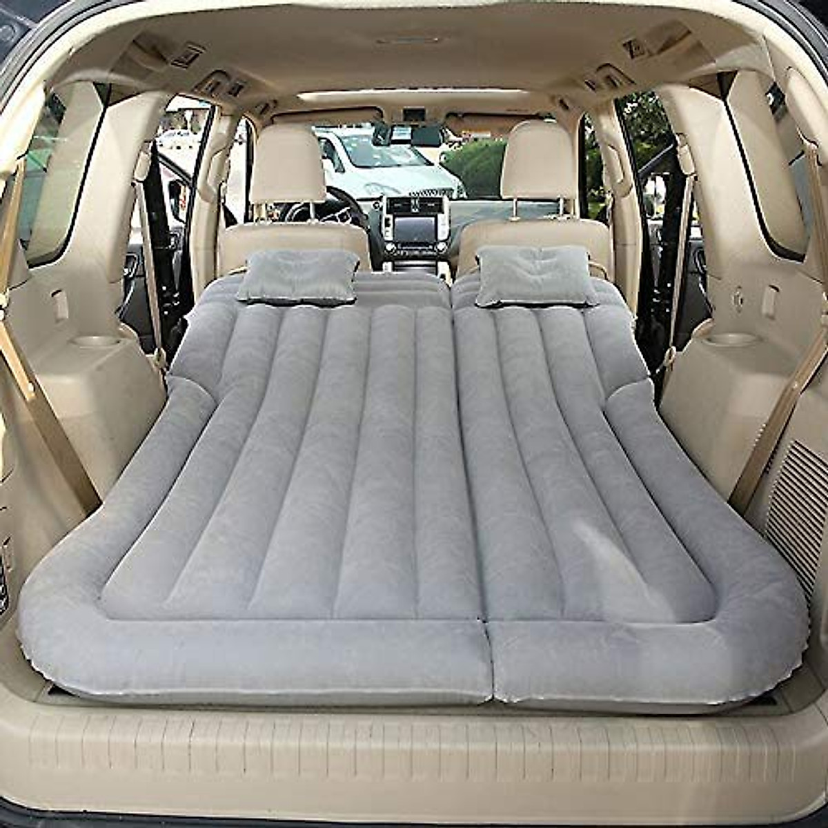 Yaesport SUV Air Mattress, Thickened Car Bed Inflatable Home Air Mattress Portable Camping Outdoor Mattress, Flocking Surface, Fast Inflation with DC Air Pump and Two Pillows