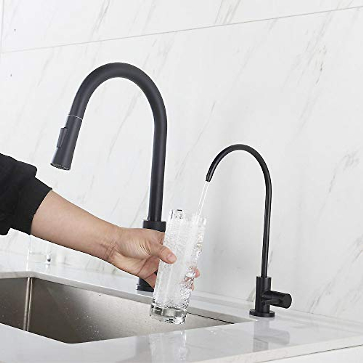 Apaix Drinking Water Faucet Matte Black, Kitchen Water Purifier Faucet for Non-Air Gap Reverse Osmosis Water Filtration System