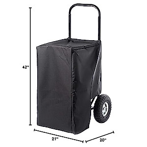 Gardenised Black Firewood Rack Outdoor Indoor, Heavy Duty Firewood Carrier with Front Wheels Wood Fireplace Tool Rack, Rolling Storage Cart Cover Included