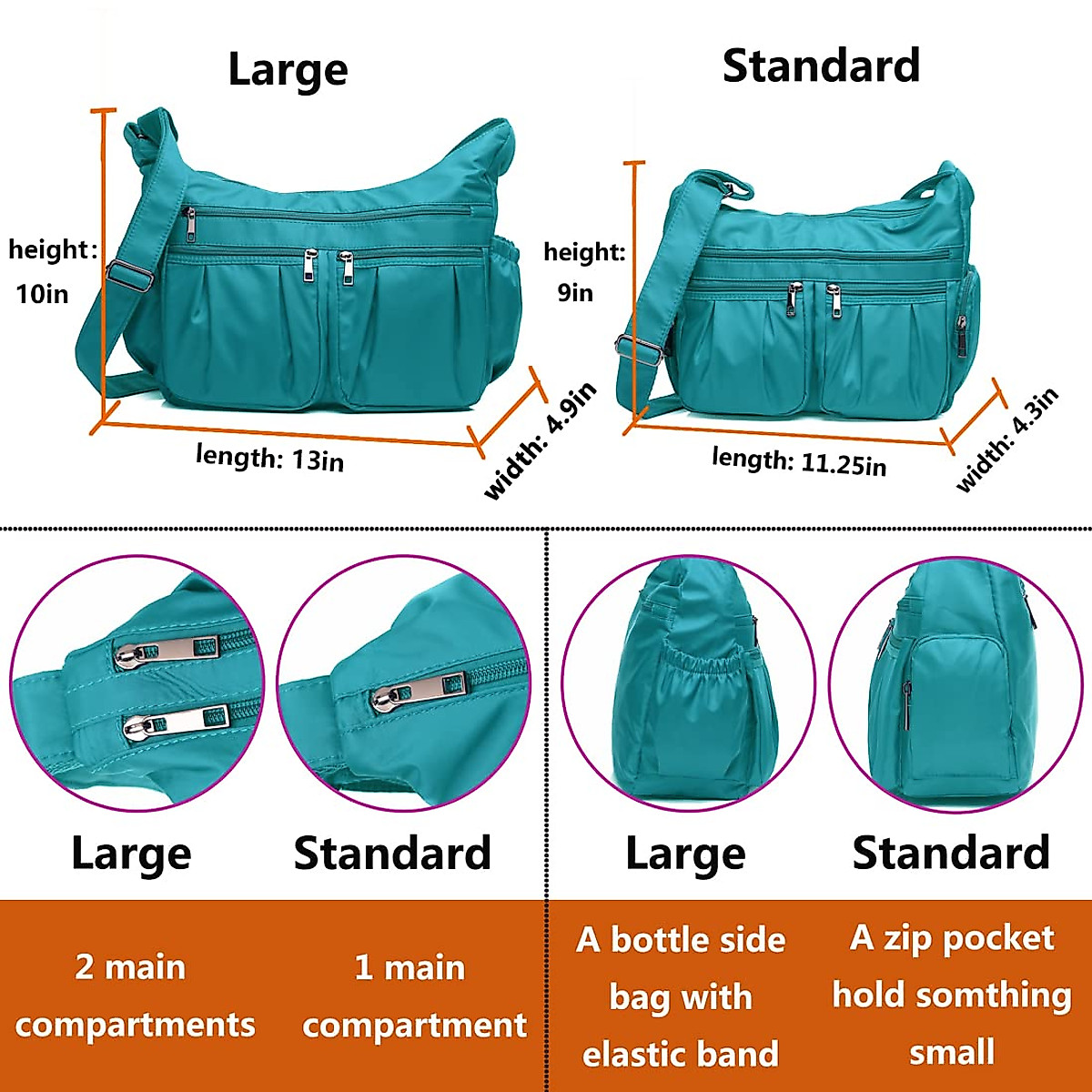 VOLGANIK ROCK Crossbody Purses for Women Shoulder Handbags Lightweight Waterproof Nylon Travel Bag Ladies Pocketbooks(Lake Blue)