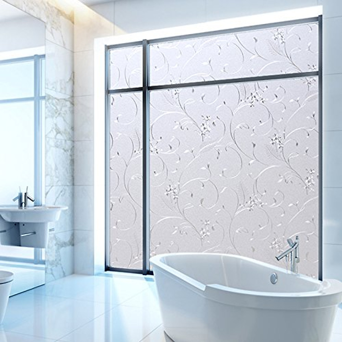 Niviy Window Privacy Film Wheat Flower Frosted Window Glass Film No Glue Door Window Covering for Office and Home Decoration,35.4 inches by 78.7 inches