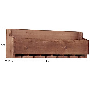 Amazon Brand – Stone & Beam Modern Wall Mounted Bottle Rack with Wine Glass Storage- 24 x 5 x 7.75 Inch, Rustic Wood