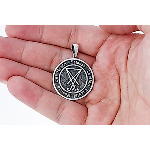 925 Sterling Silver Baphomet Sigil of Lucifer Satanic Seal of Satan Excelsi Pendant