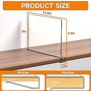Acrylic Closet Shelf Dividers - Clear Organizer for Wood Shelves,Purses and Clothes Separation,Ideal for Kitchen and Bedroom Storage,Sweater Dividers, Handbag and Clothing Organizer,Pack of 6