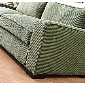 Container Furniture Direct Luxe Corduroy Sofa with Sleek Design, Spacious and Comfortable 3 Seater Couch for Modern Living Room, Ideal for Entertainment and Cozy Moments, Large, Green