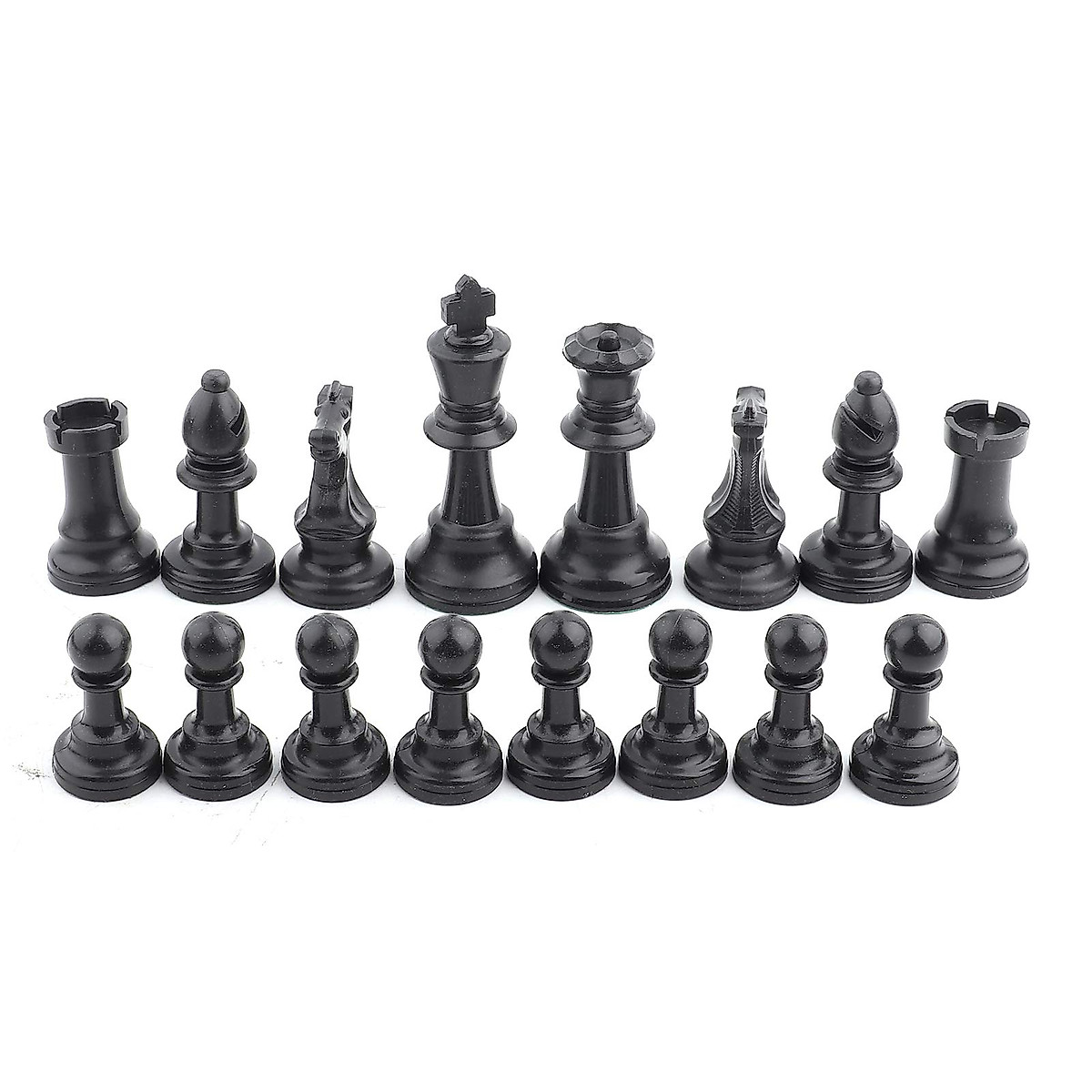 Chess Pieces Set, 32 Pcs Plastic Chessmen Set -16 Pcs Black & 16Pcs White Pieces for International Chess Game (Large 77mm)