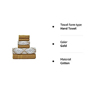 Modern Threads Capri 6-Piece Reversible Yarn Dyed Jacquard Towel Set - Bath Towels, Hand Towels, & Washcloths - Super Absorbent & Quick Dry - 100% Combed Cotton, Gold