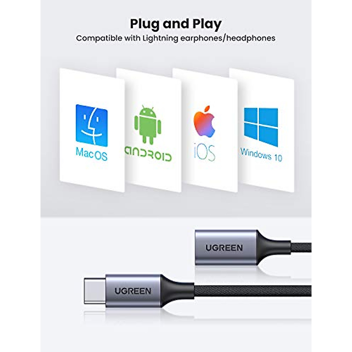 UGREEN USB C to Lightning Audio Adapter Type C Male Lightning Female Headphone Cable Converter Compatible with iPad Pro Air 5 MacBook USB C Phone to Lightning Earphone for Call, Not Support Charging
