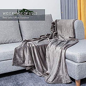 Rendiele Fleece Throw Blankets for Couch Bed, Super Soft Lightweight Plush Fuzzy Cozy Flannel Fleece Blankets Fluffy Warm Solid Color Double Sided Blankets for Sofa (Grey, 50"x60"Throw)
