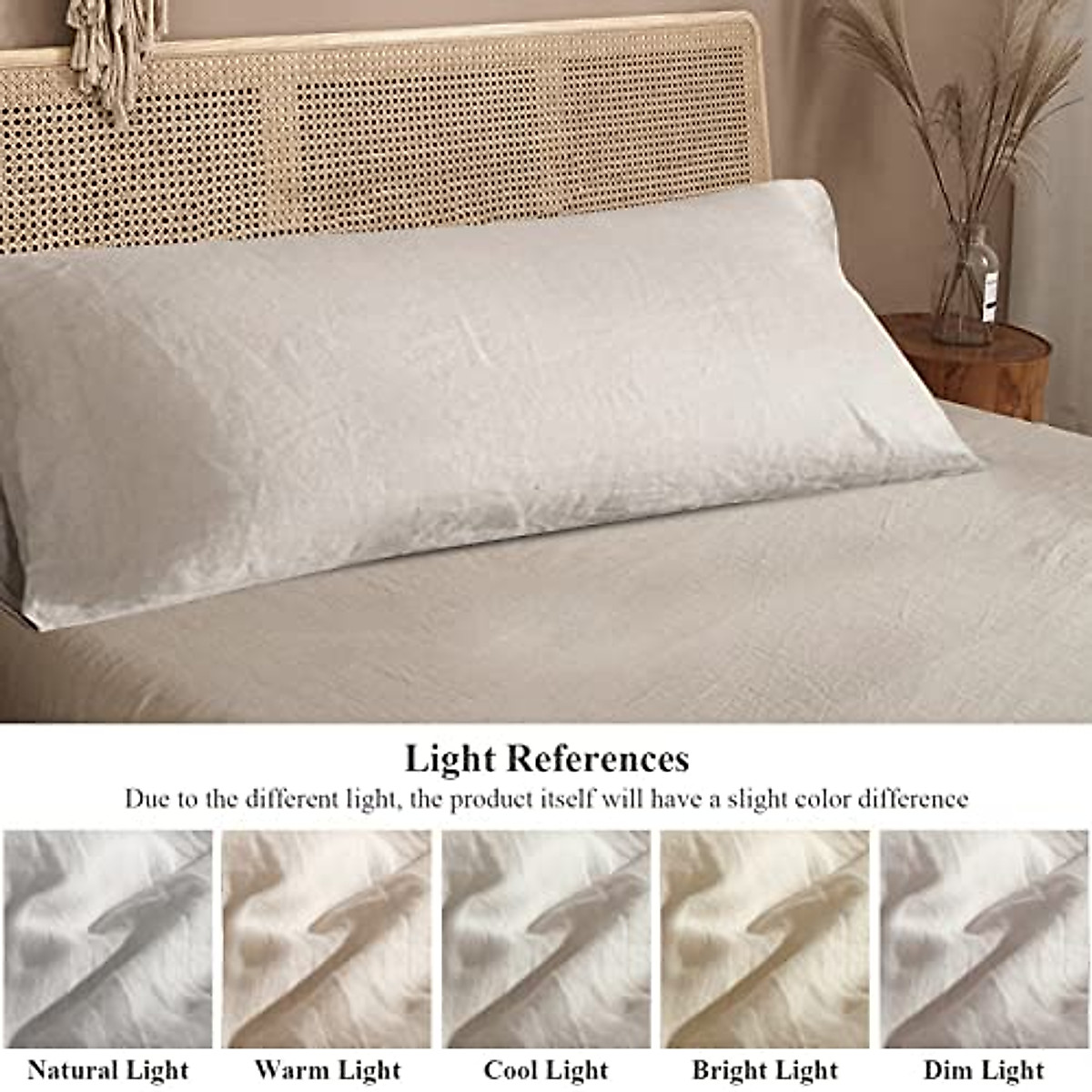 HYPREST 100% French Linen Body Pillow Cover, 20x54 Body Pillow Cover Cooling, Super Soft Breathable Moisture-Absorbing Stone Washed Flax Linen Pillowcase for Body Pillow, Envelope Design