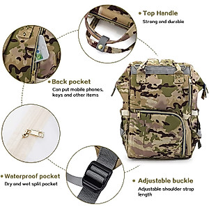 Limhoo Diaper Bag Backpack for Men Dad, Waterproof Large Canvas Camo Nappy Bags, Baby Care Bag (Camo)