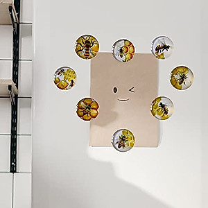 12Pcs Bumble Bees Refrigerator Magnets Crystal Glass Cute Honey Bee Magnet Gifts for Baby Shower Theme Decorations Dry Erase Whiteboard Fridge Office Kitchen Decor