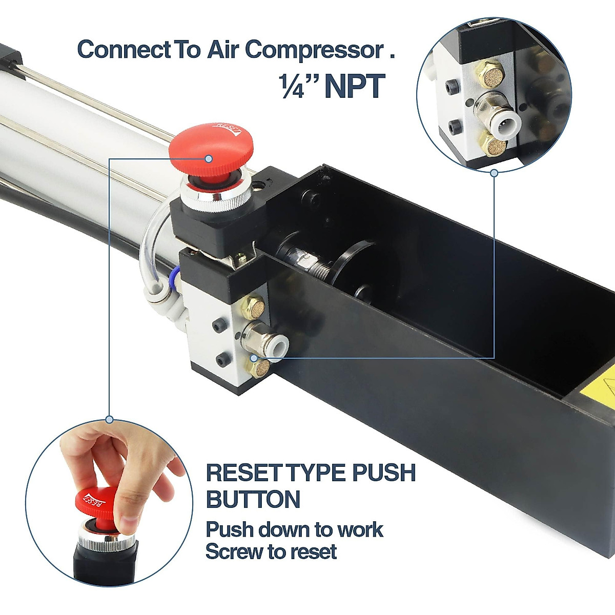 Pneumatic Cylinder Can Crusher – Air Powered Countertop –Aluminum Can Crushers for Recycling – For 12oz,16oz Aluminum Soda Bear Tall Tin Cans – Heavy Duty Automatic Efficient Smasher…