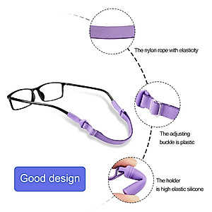 lvvfit Adjustable Glasses Strap, No Tail Adjustable Eyewear Retainer Glasses Straps, Sunglasses Straps for Men,Women,kids(4pcs Purple)