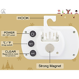 AEVETE 10 Pack Waterproof Digital Refrigerator Thermometer Large LCD, Freezer Room Thermometer with Magnetic Back, No Frills Easy to Read