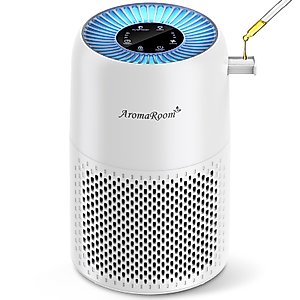 AromaRoom Air Purifiers for Bedroom, H13 HEPA Air Purifier for Home with Fragrance Sponge, Portable Air Cleaner for Smoke, Allergies, Pet Hair Dander, Odor, Dust, RGB Night Light, AP100-A (White)