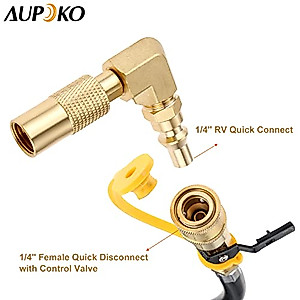 1/4 inch RV Quick Connect Adapter Conversion Fitting Elbow, Low Pressure 90 Degree Elbow Adapter Fitting for Blackstone Tabletop Grill 17 Inch and 22 Inch Propane Gas Camping Grill