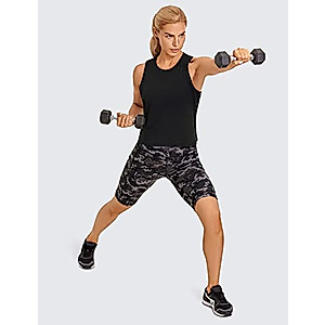CRZ YOGA Women's Lightweight Racerback Tank Top High Neck Cropped Tank Tops Sleeveless Workout Running Shirts Black Medium