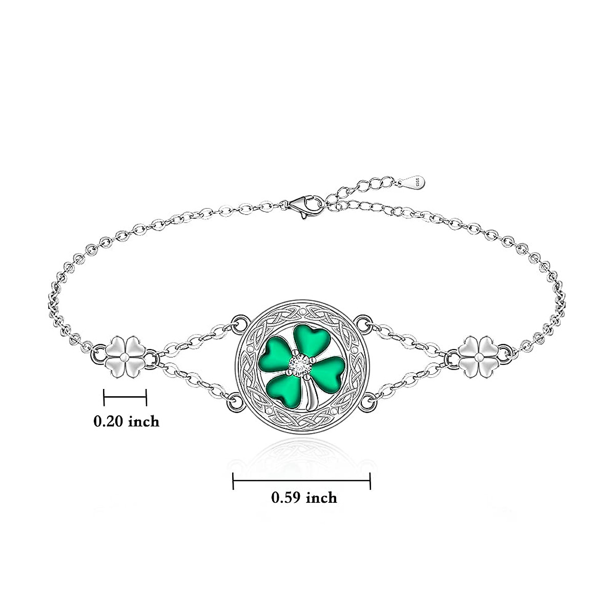 Four Leaf Clover Bracelet for Women St Patricks Day Shamrock Bracelets Sterling Silver Celtic Knot Irish Green Clover Jewelry Charm Lucky Gifts