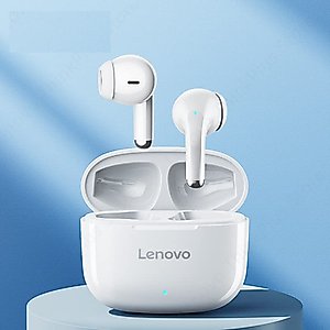 LP40 Pro TWS Earphones Wireless + Free Bag Handsfree Bluetooth 5.1 Sport Noise Reduction Headphones Touch Control Earbuds (White)