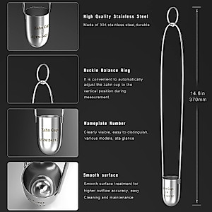 Viscosity Cup No. 1 to No. 5 Zahn Cup, Viscometer Dip Type 44ml Viscosity Cup Kit w/Bracket for Paint Sprayer, Stainless Steel Flow Cup for Oil Paint Finishes Honey Sauce