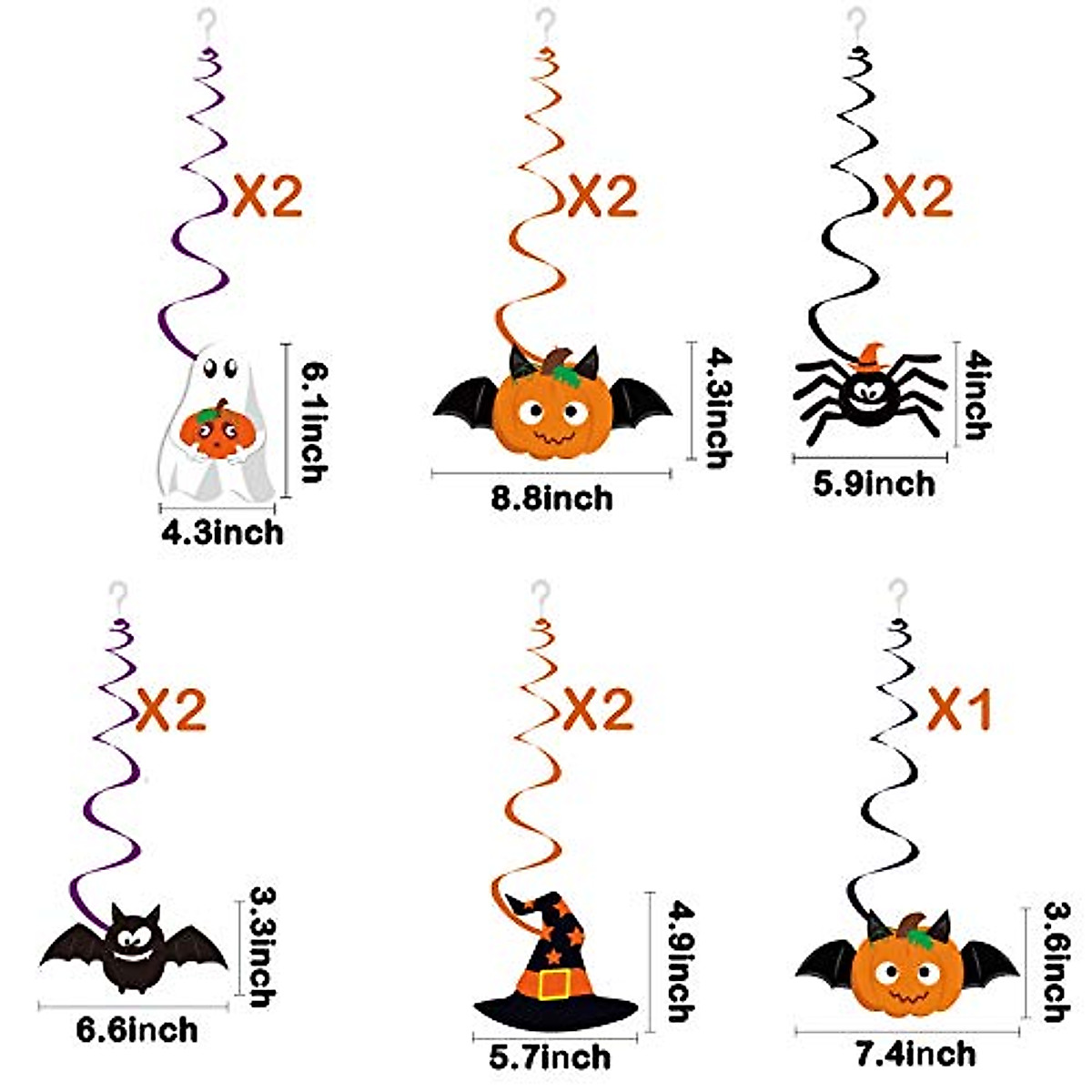 Ivenf Halloween Decorations Hanging Swirls 30ct, Cute Pumpkin Ghost Spider Bat Boo Party Decor, Ofiice Home Indoor Halloween Party Supplies Gifts