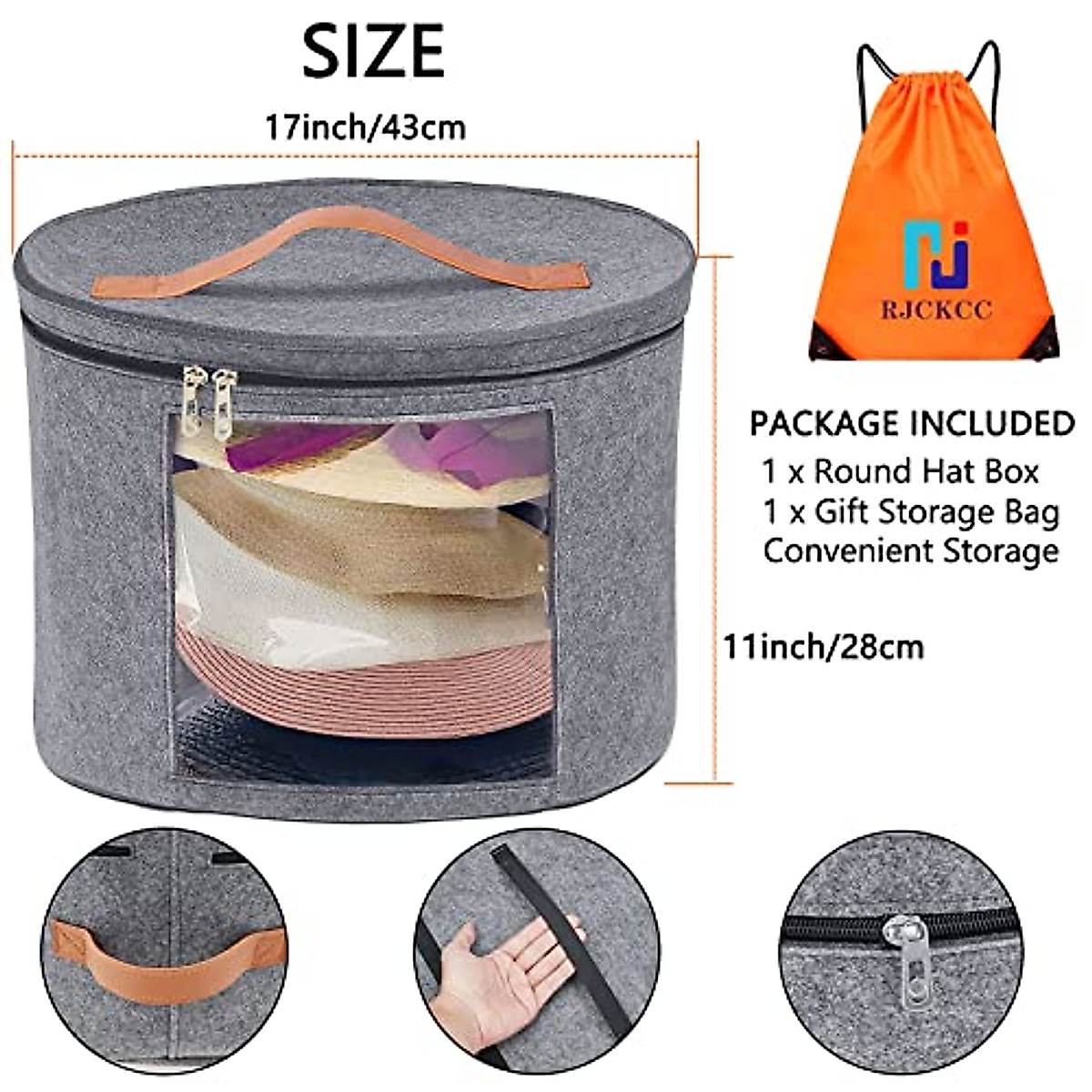 Hat Storage Boxes For Women And Men Storage With Lid Large Foldable Round Travel Decorative Hat Boxes Hat Box Hat Boxes For Men Storage